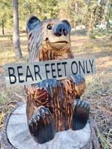Wood Carved Bear Holding Sign 15" - Customizable - Brown – Northwest ...