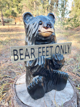 Wood Carved Bear Holding Sign 15" - Customizable – Northwest Woodcarvers